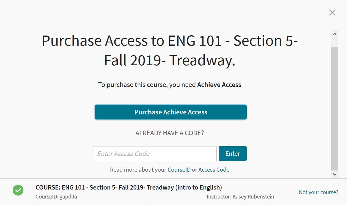 Achieve (Higher Ed) > Convert free trial access to full access