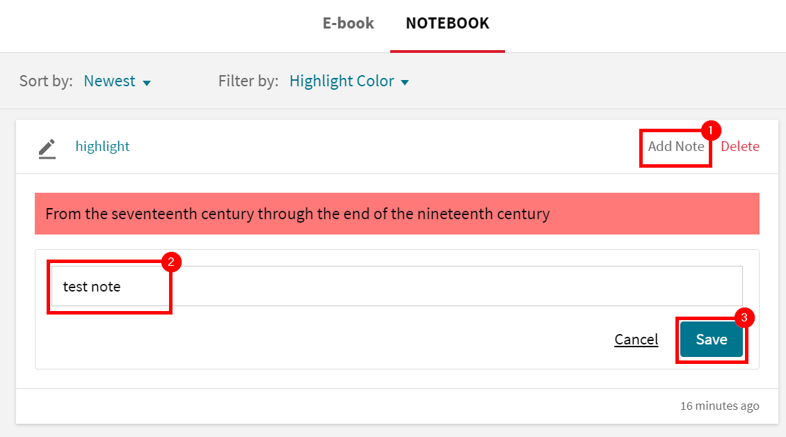 Achieve > Using the Notebook in your e-book