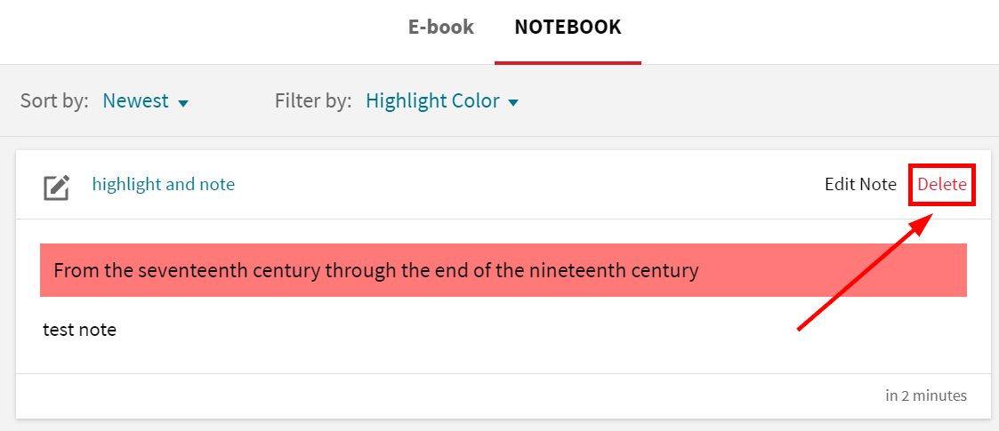 Achieve > Using the Notebook in your e-book
