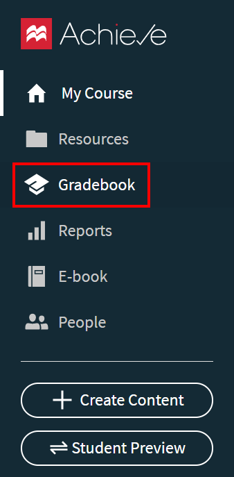 Achieve > Gradebook settings, including gradebook categories