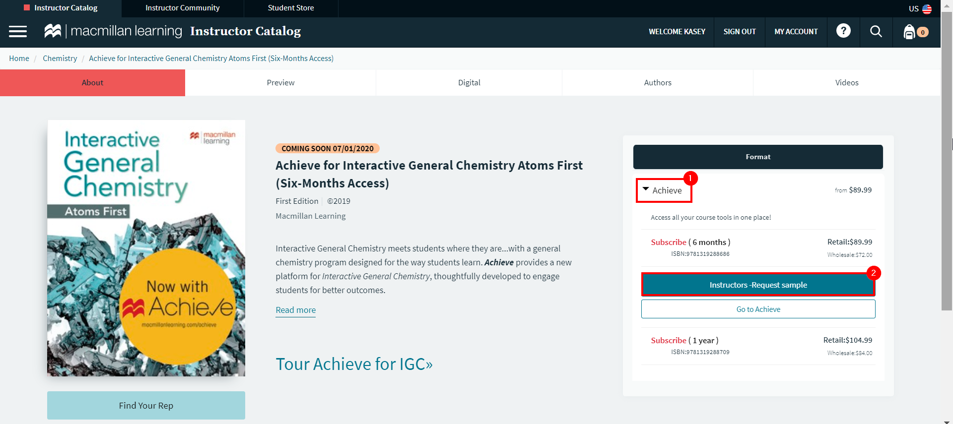 Get access to an Achieve title as an instructor