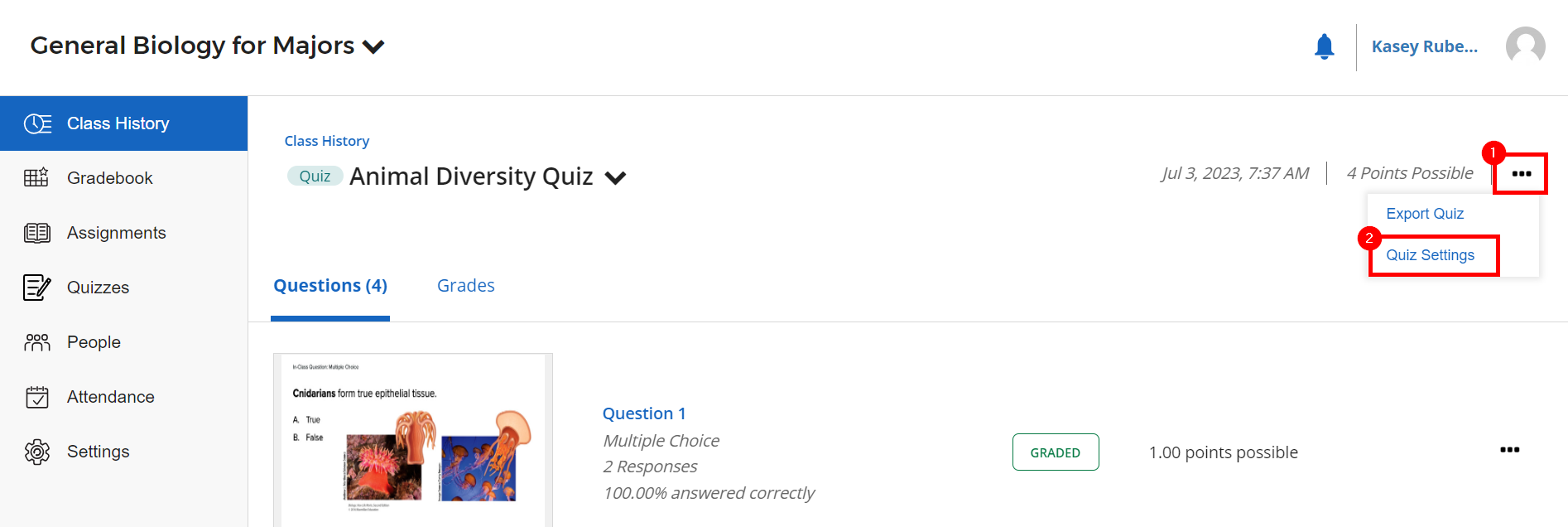 How to Grade and View Quizzing Results on the iClicker Cloud Instructor Website