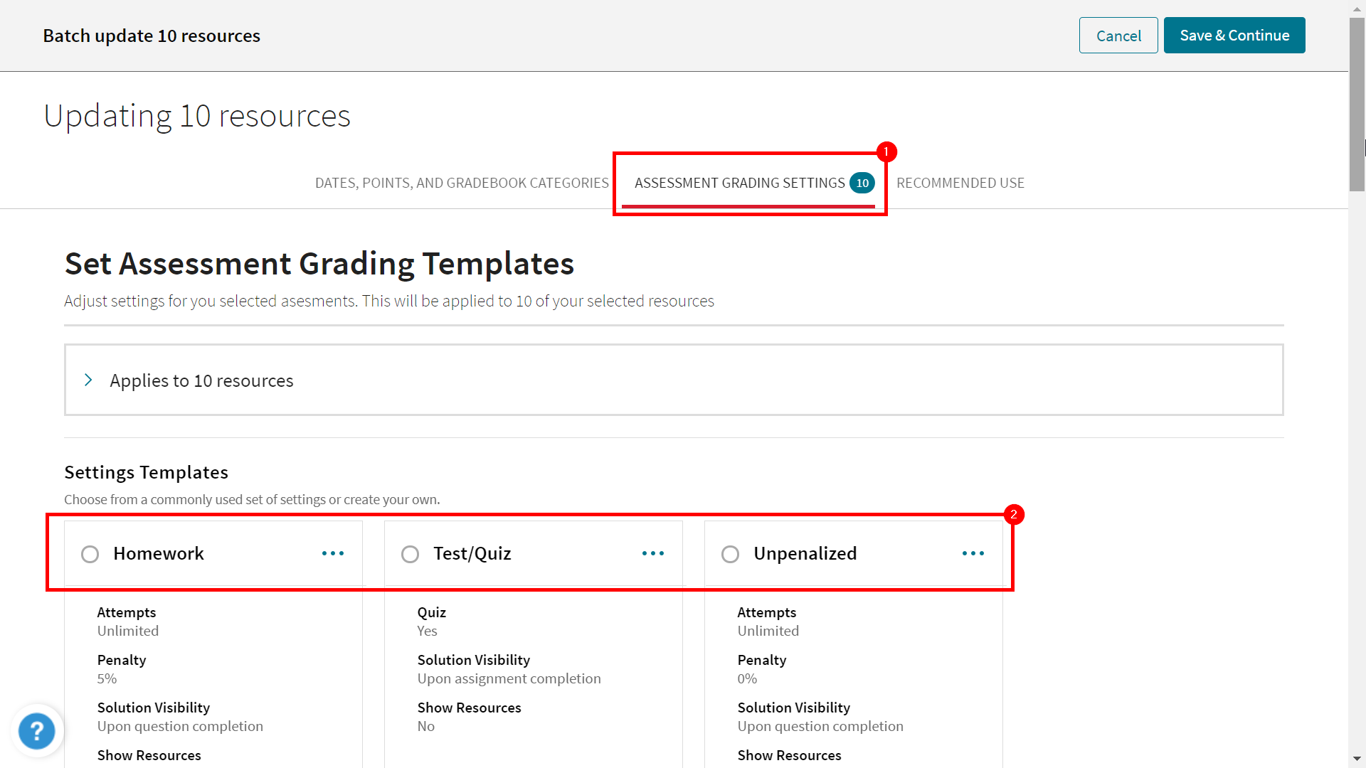 Achieve > Assign an item or change assignment settings