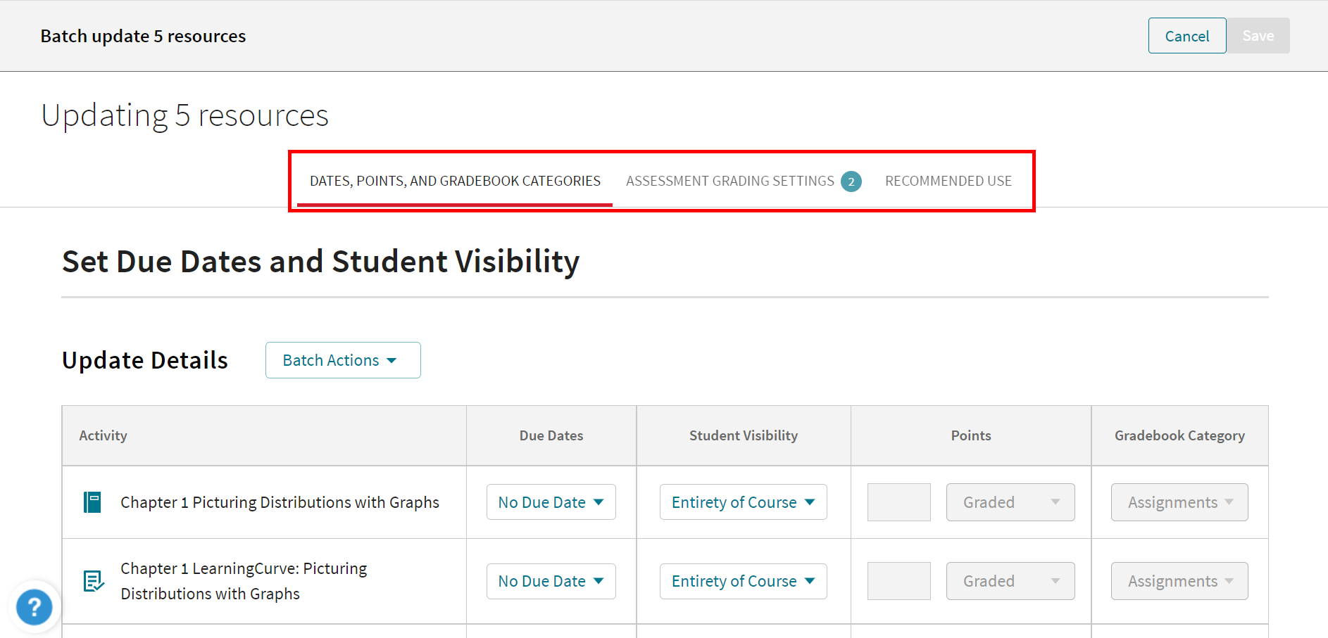 Achieve > Assign an item or change assignment settings