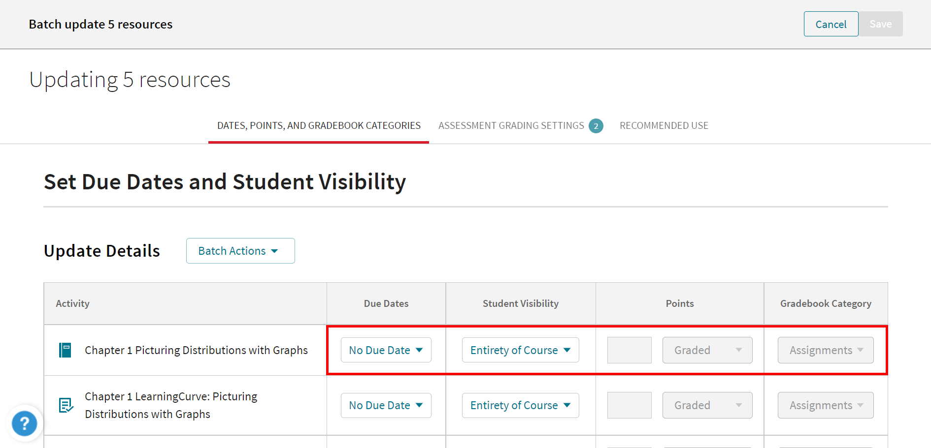 Achieve > Assign an item or change assignment settings