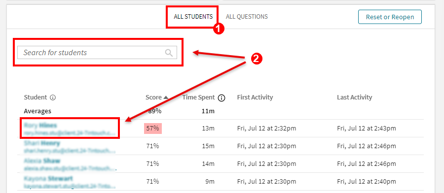 Achieve > Viewing, editing, and resetting student work in the ...