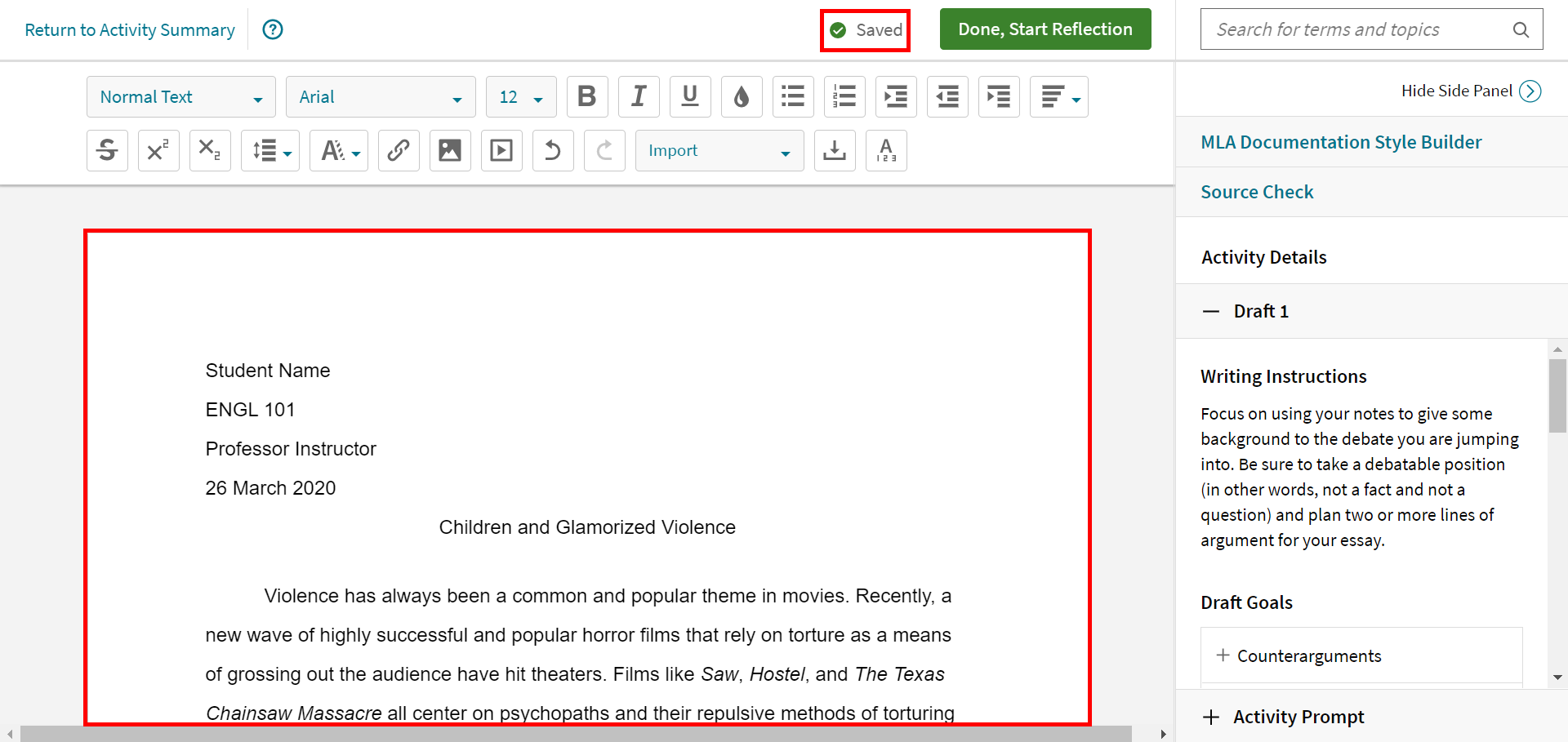 Complete a Writing Assignment in Achieve