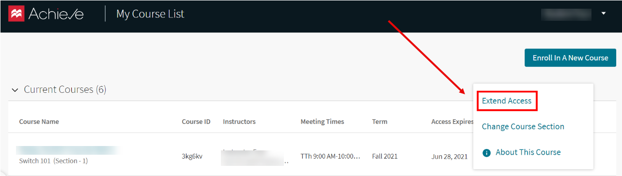 Purchase an Achieve course after grace period