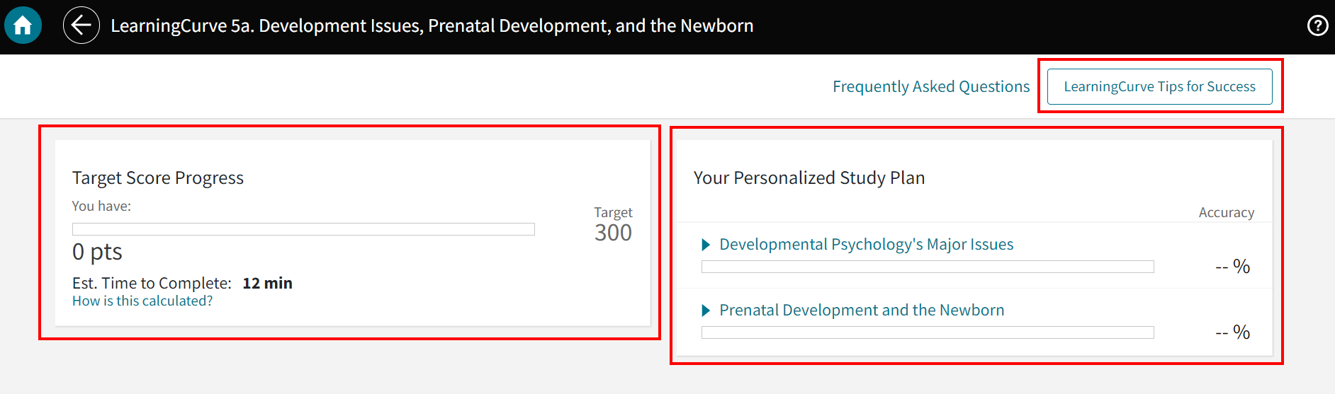 Navigate Adaptive Quizzing (LearningCurve) activities in Achieve