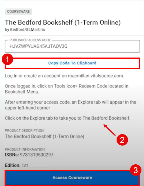 Redeem a code > Bedford Bookshelf