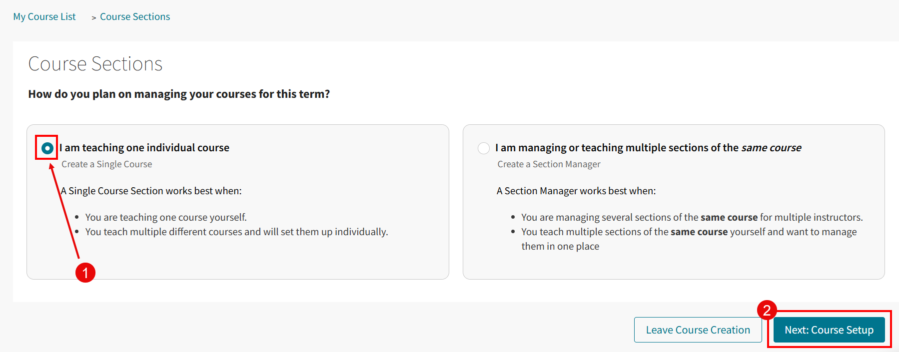 Create a new Achieve course