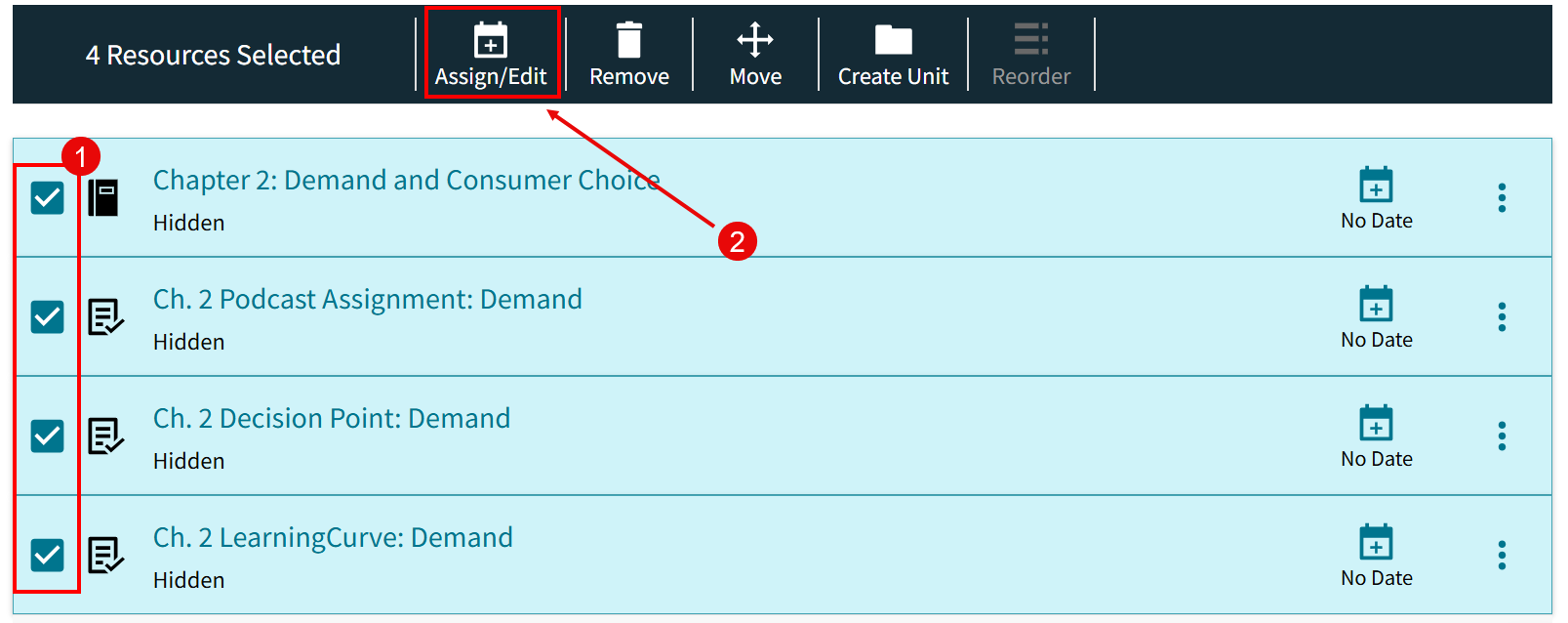 Assign an item or edit assignment settings in Achieve