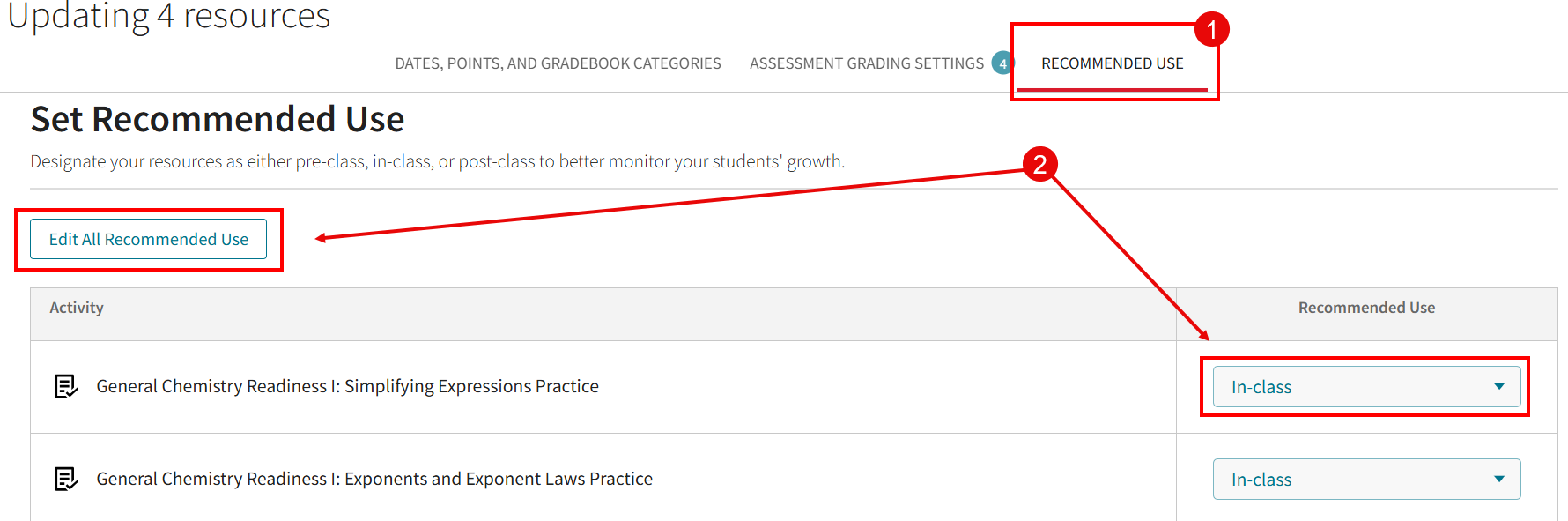Assign an item or edit assignment settings in Achieve