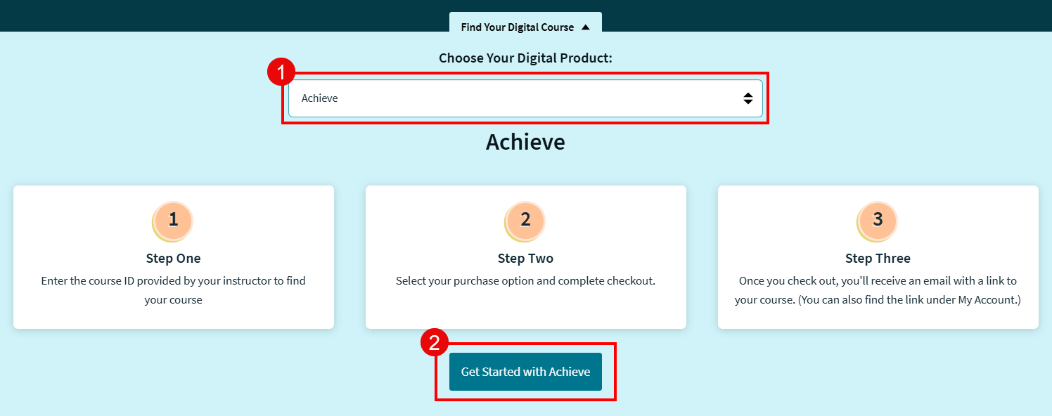 Purchase access to your Achieve course in the Student Store
