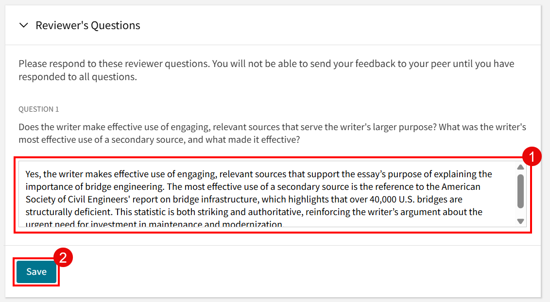 Complete a peer review for an Achieve Writing Assignment